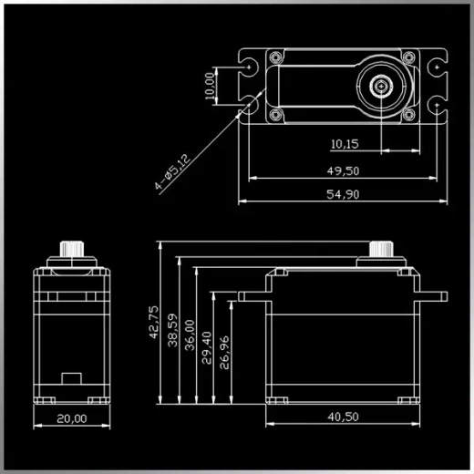 KMUAV835 — 80 г, 45 кг, цифровой стандартный сервопривод со стальными шестернями | сервоприводы ...